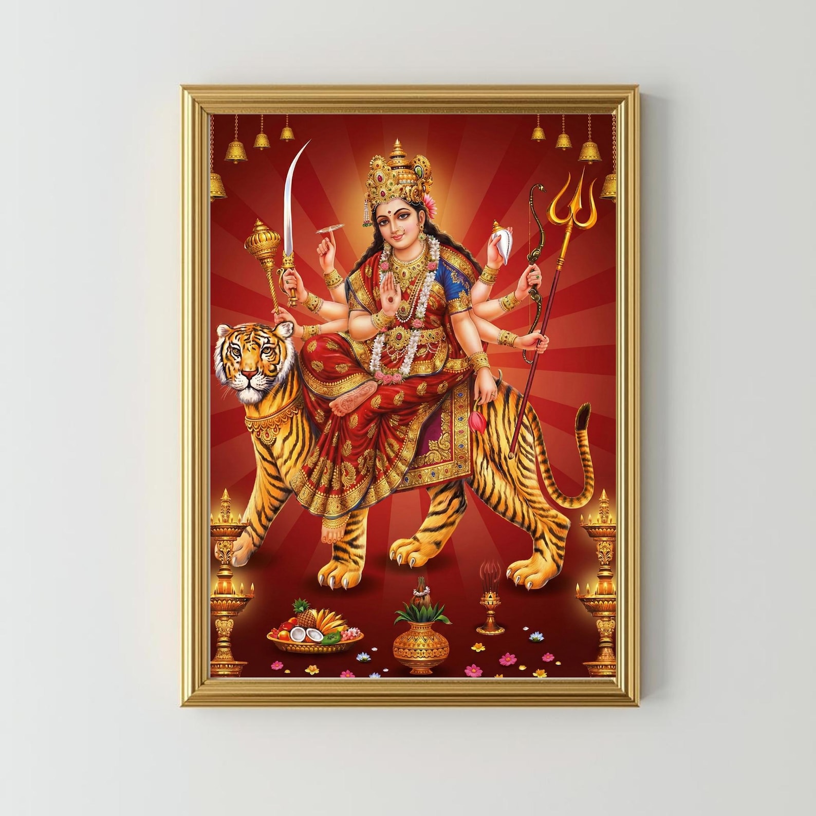 Vintage Durga Maa Durga Painting, Hindu God, Indian Folk Art, Goddess ...