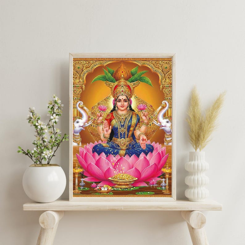 Indian Hindu Goddess Lakshmi Art, Prosperity & Vastu, Spiritual Poster ...