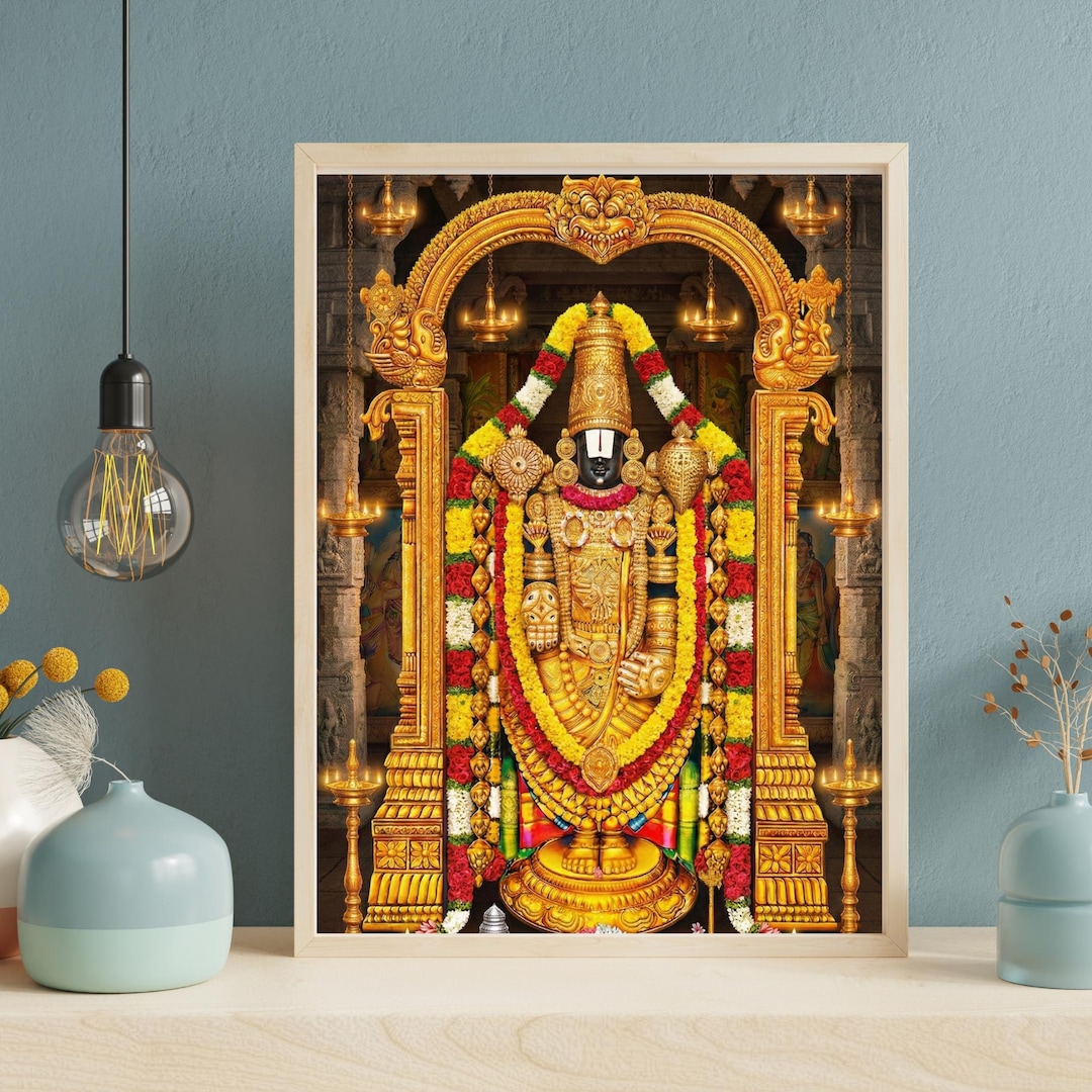 Tirupati Balaji Wall Art, Hindu God, Venkateswara Artwork, Religious ...