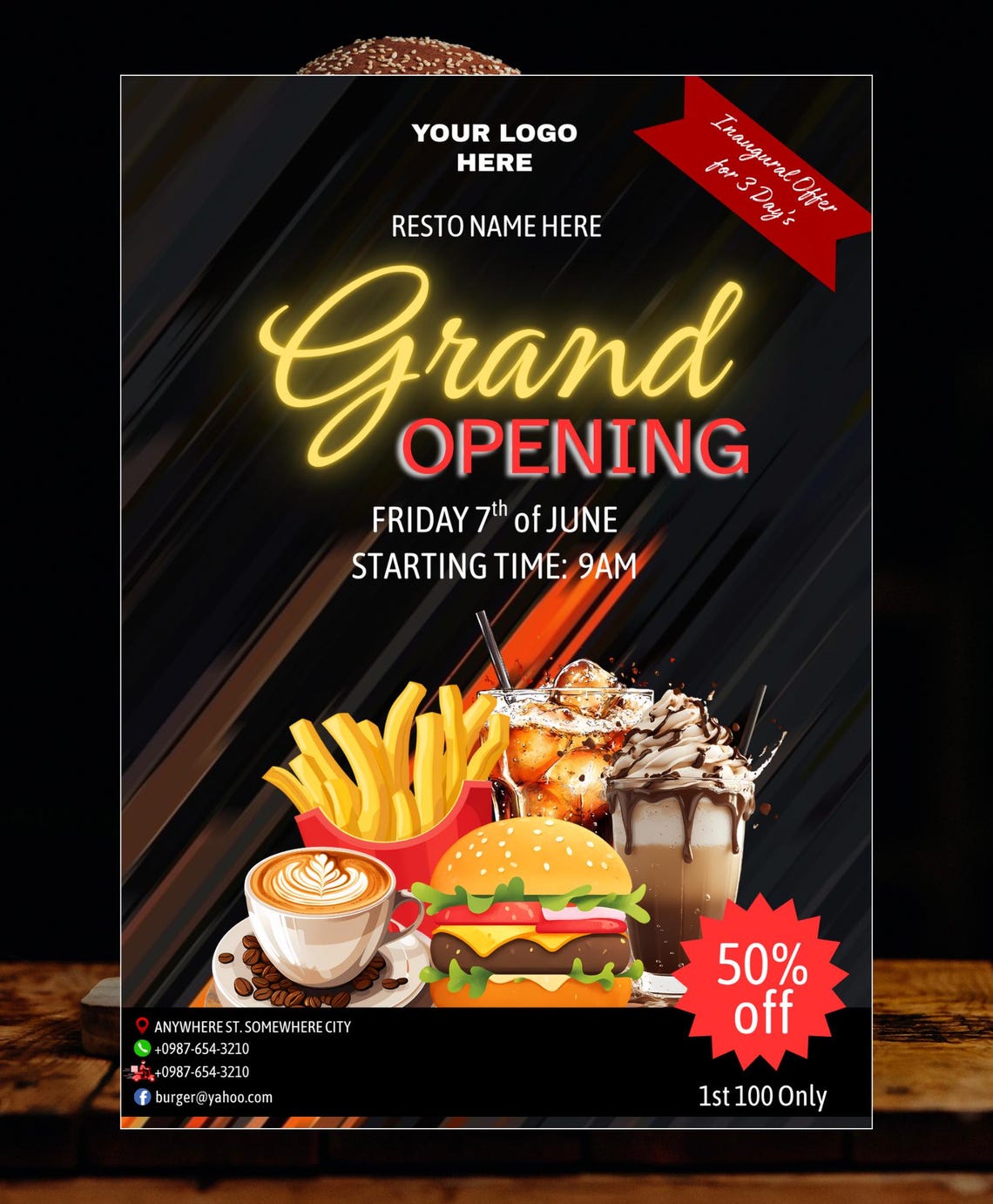 Restaurant Grand Opening Invitation Template | Editable Resto Launch ...