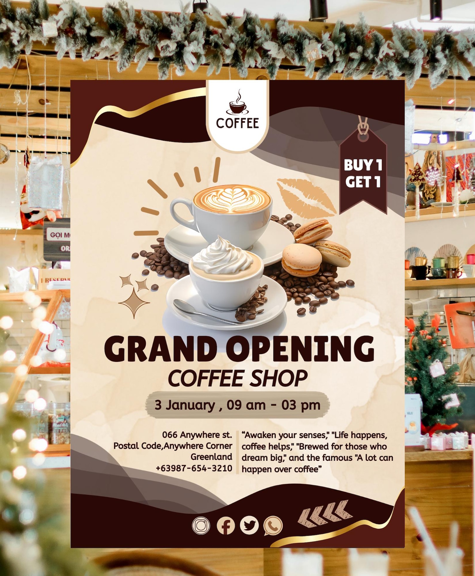 Coffee Shop Grand Opening Invitation | Cafe Opening Flyer | Buy One Get ...