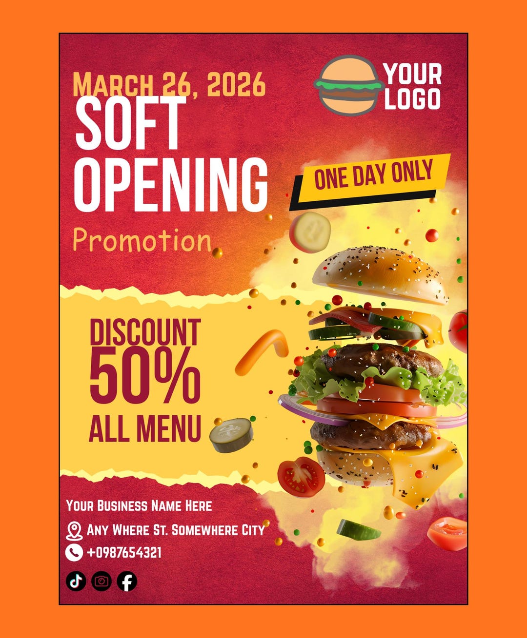 Burger Shop Soft Opening Invitation | Fast Food Restaurant Flyer ...