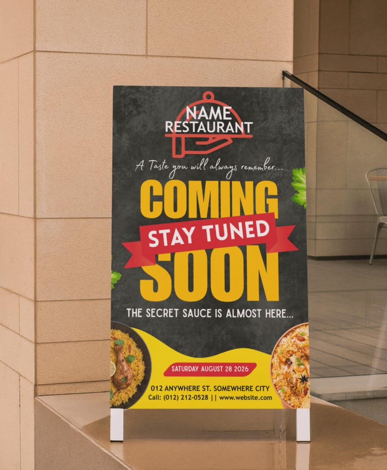Restaurant Coming Soon Invitation, Grand Opening Flyer, Stay Tuned ...