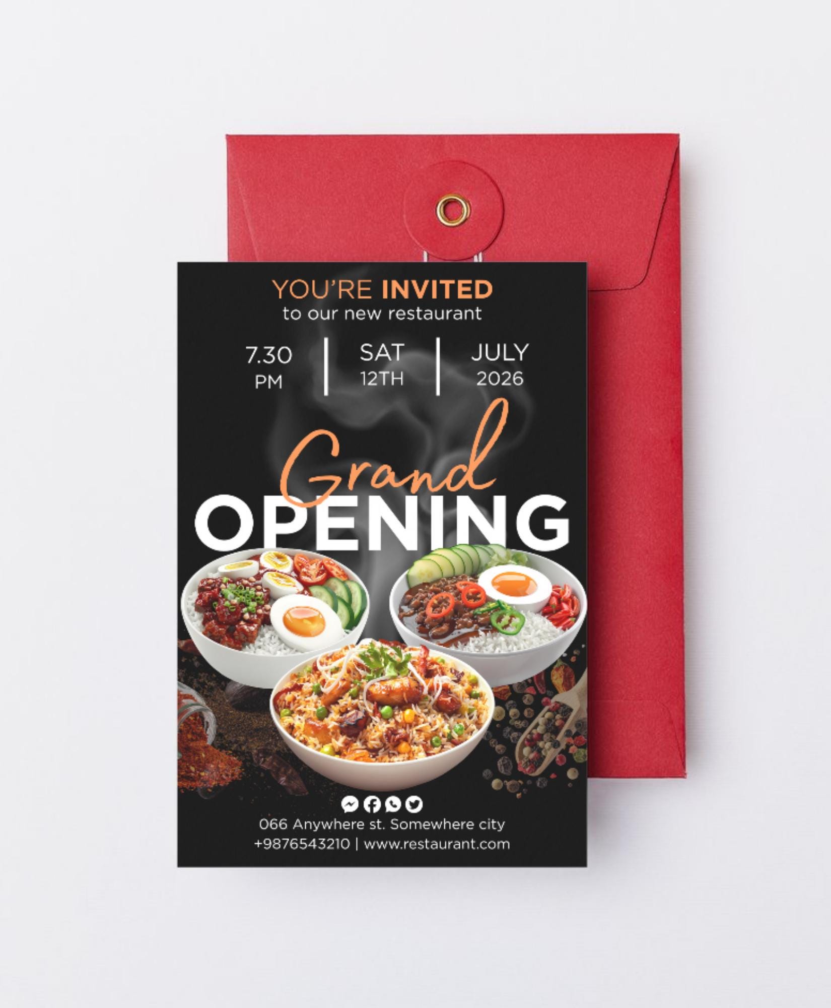 Grand Opening Invitation Template | Restaurant Opening Flyer | Editable ...