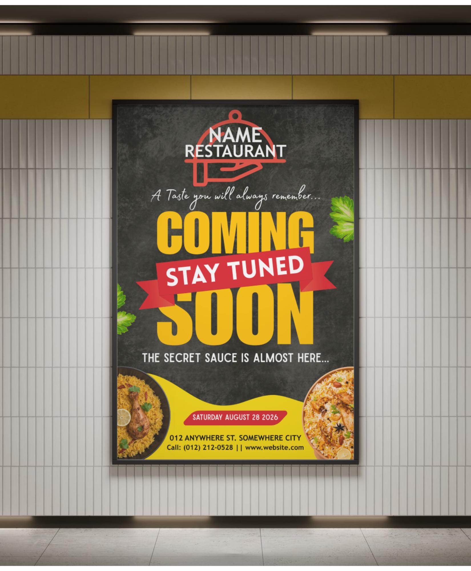 Restaurant Coming Soon Invitation, Grand Opening Flyer, Stay Tuned ...