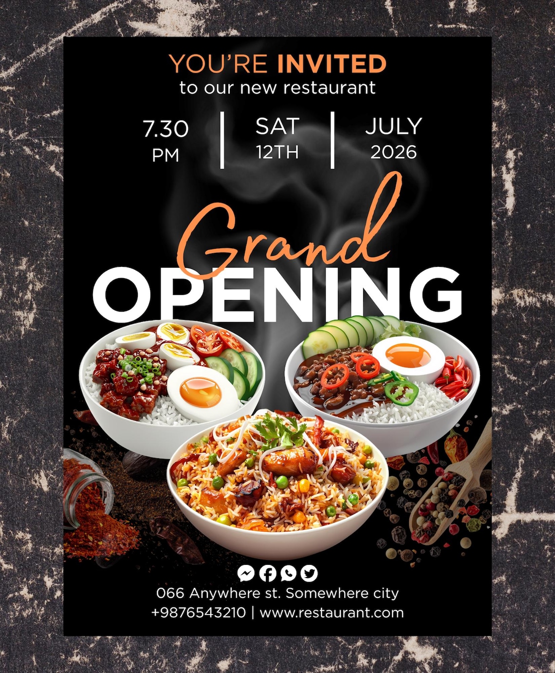 Grand Opening Invitation Template | Restaurant Opening Flyer | Editable ...