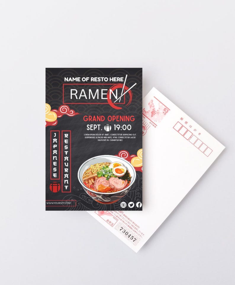 Ramen Grand Opening Invitation Template | Japanese Noodle Restaurant ...