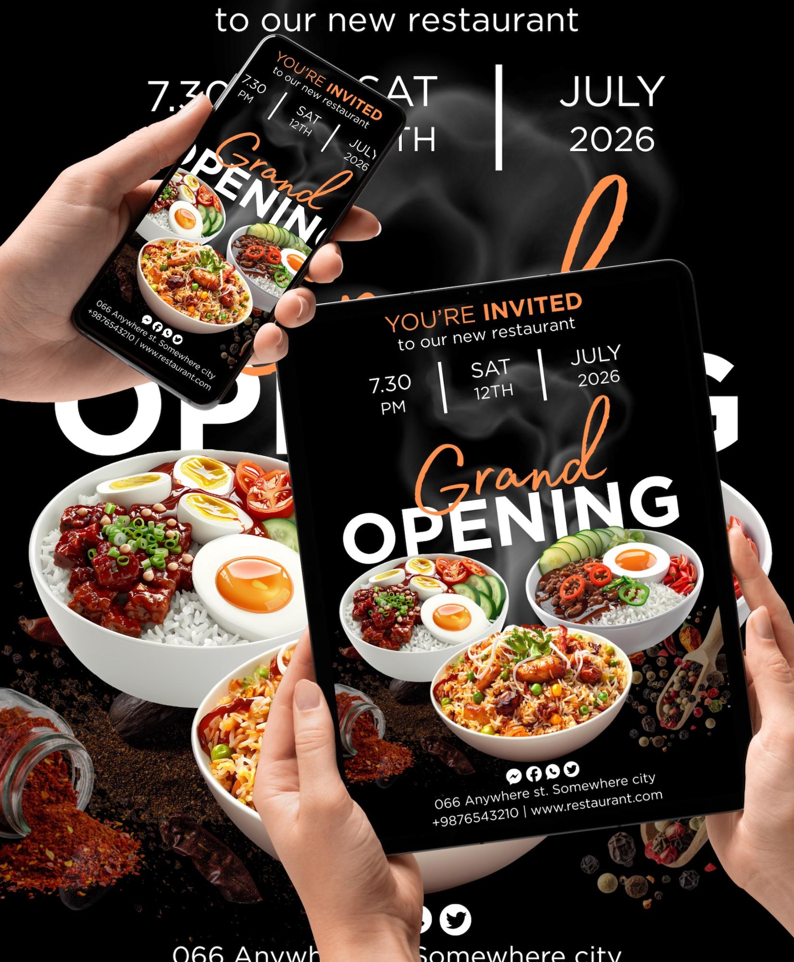 Grand Opening Invitation Template | Restaurant Opening Flyer | Editable ...