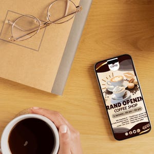 Coffee Shop Grand Opening Invitation | Cafe Opening Flyer | Buy One Get ...