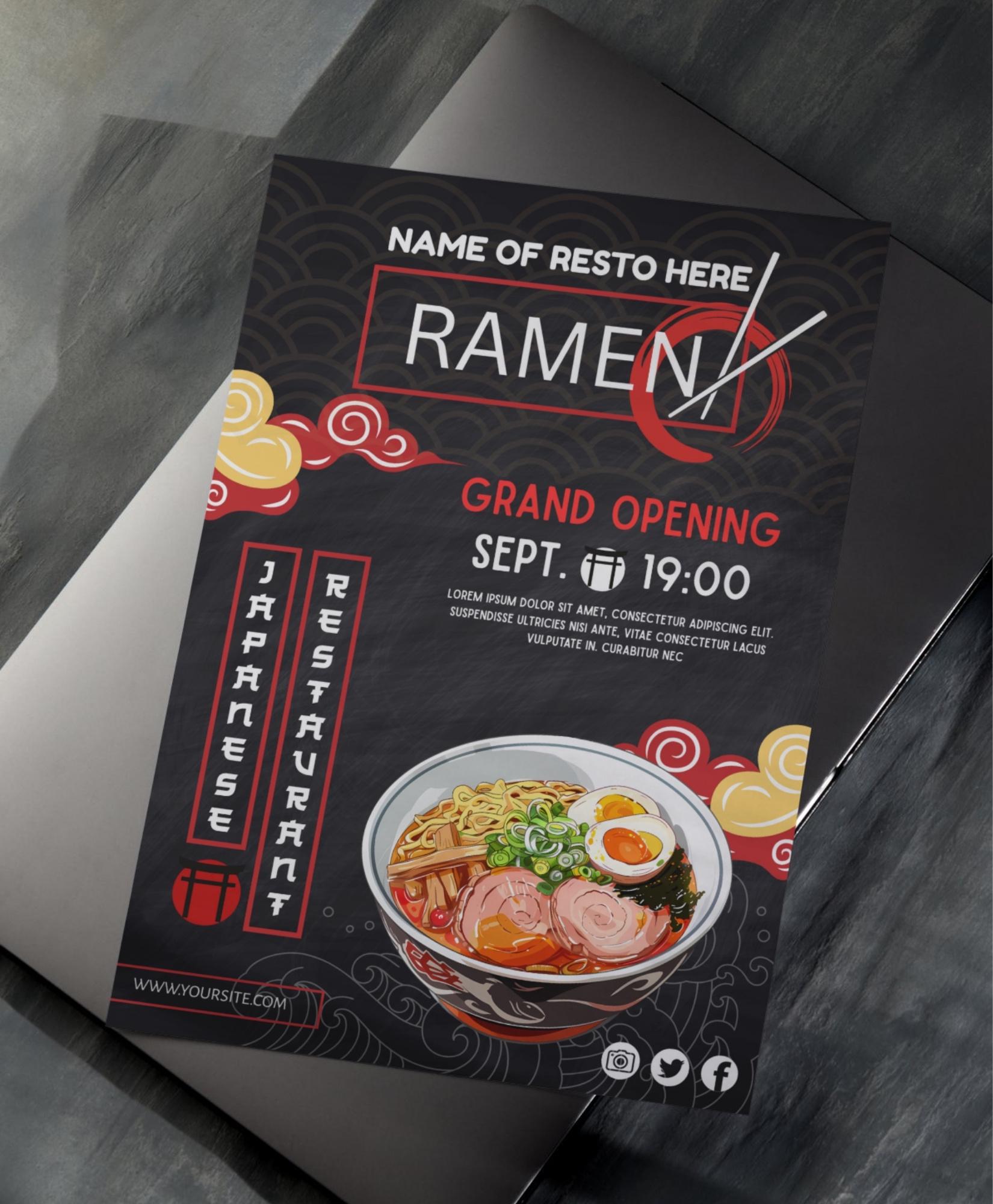 Ramen Grand Opening Invitation Template | Japanese Noodle Restaurant ...