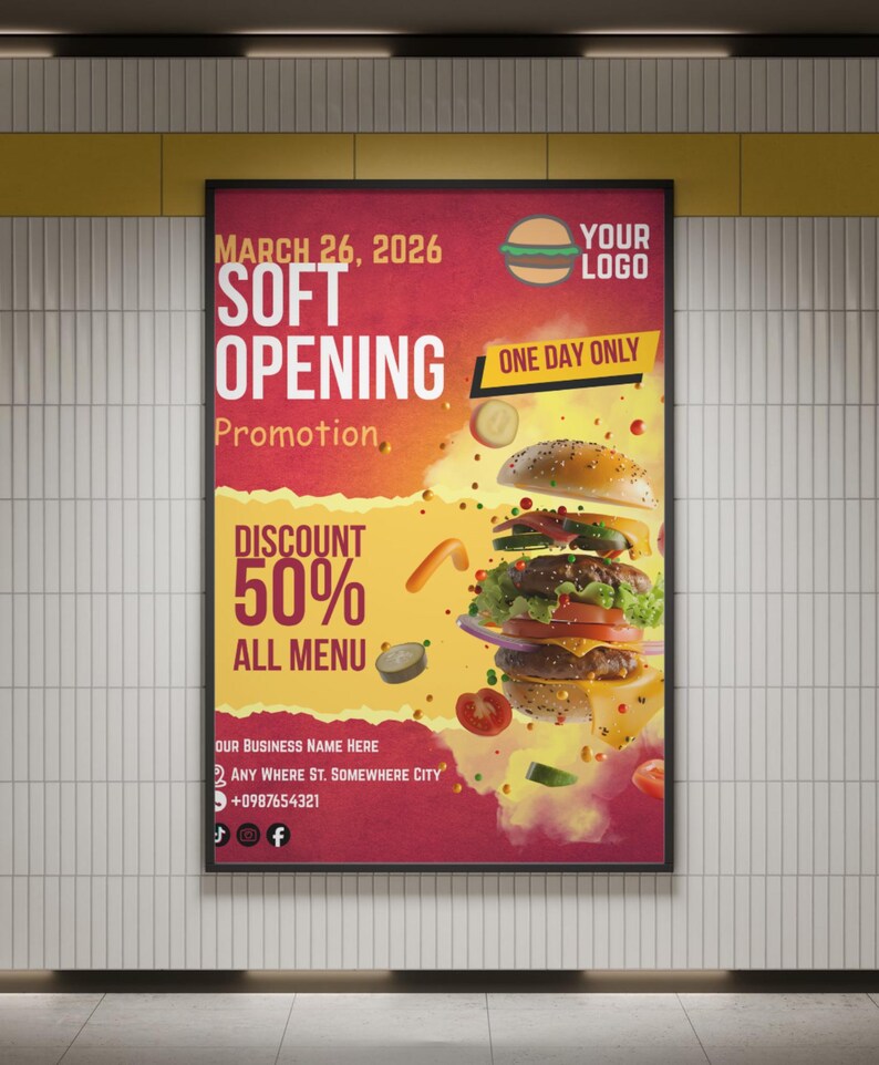 Burger Shop Soft Opening Invitation | Fast Food Restaurant Flyer ...