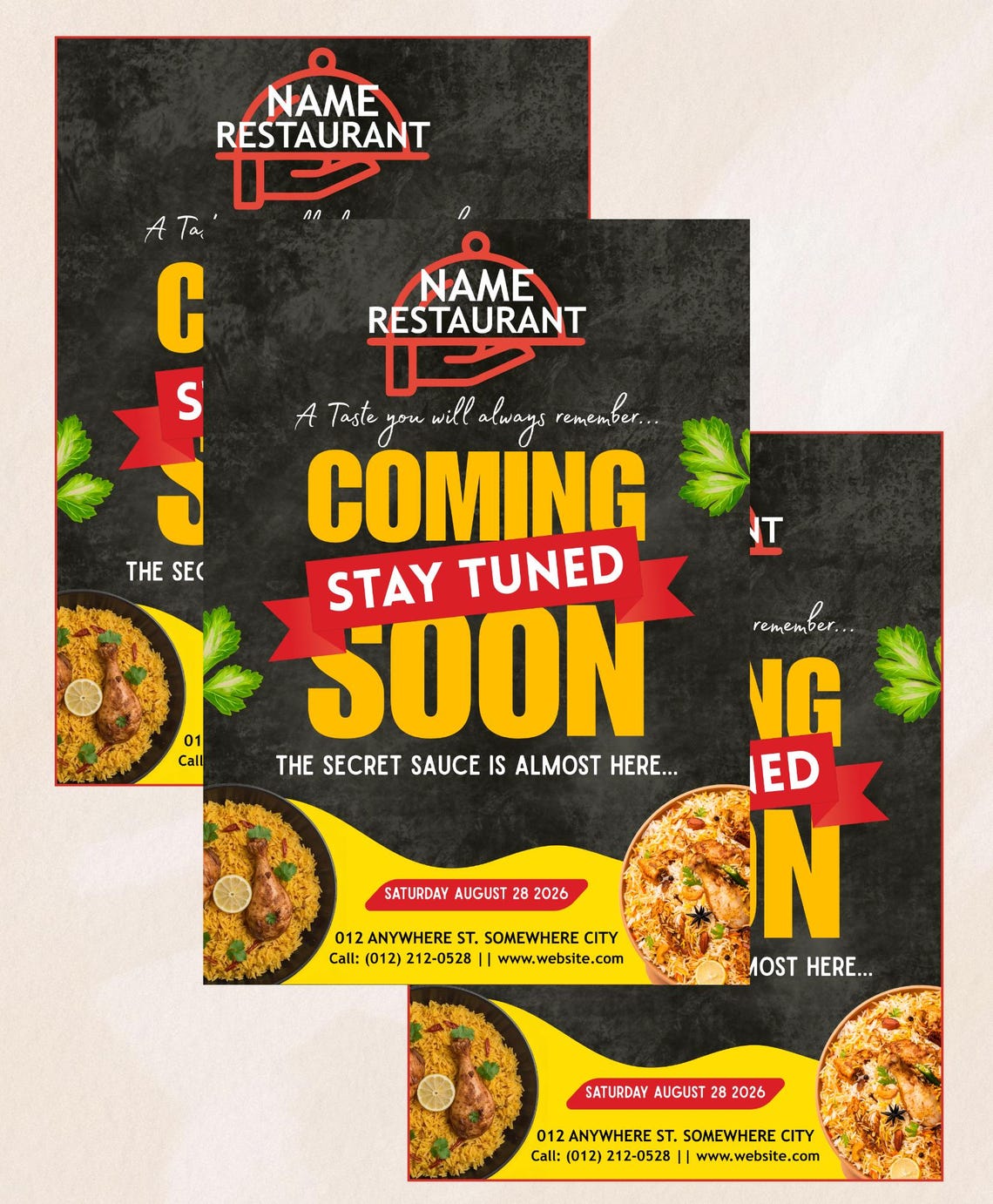 Restaurant Coming Soon Invitation, Grand Opening Flyer, Stay Tuned ...