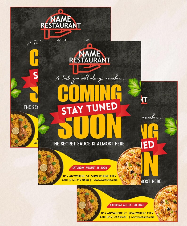 Restaurant Coming Soon Invitation, Grand Opening Flyer, Stay Tuned ...
