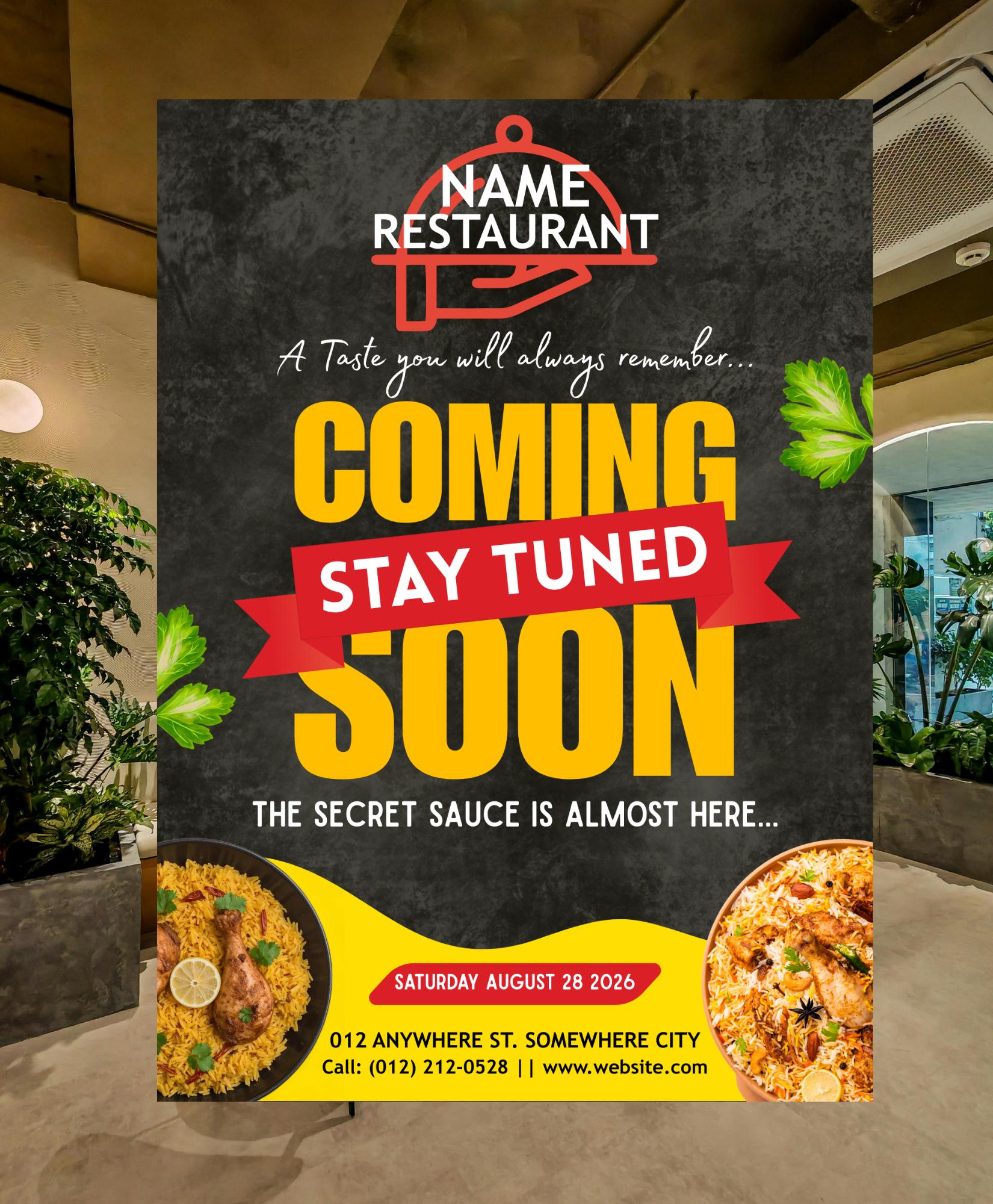 Restaurant Coming Soon Invitation, Grand Opening Flyer, Stay Tuned ...