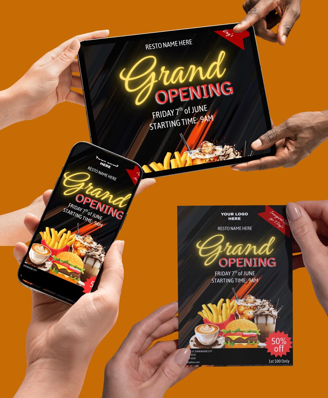 Restaurant Grand Opening Invitation Template | Editable Resto Launch ...