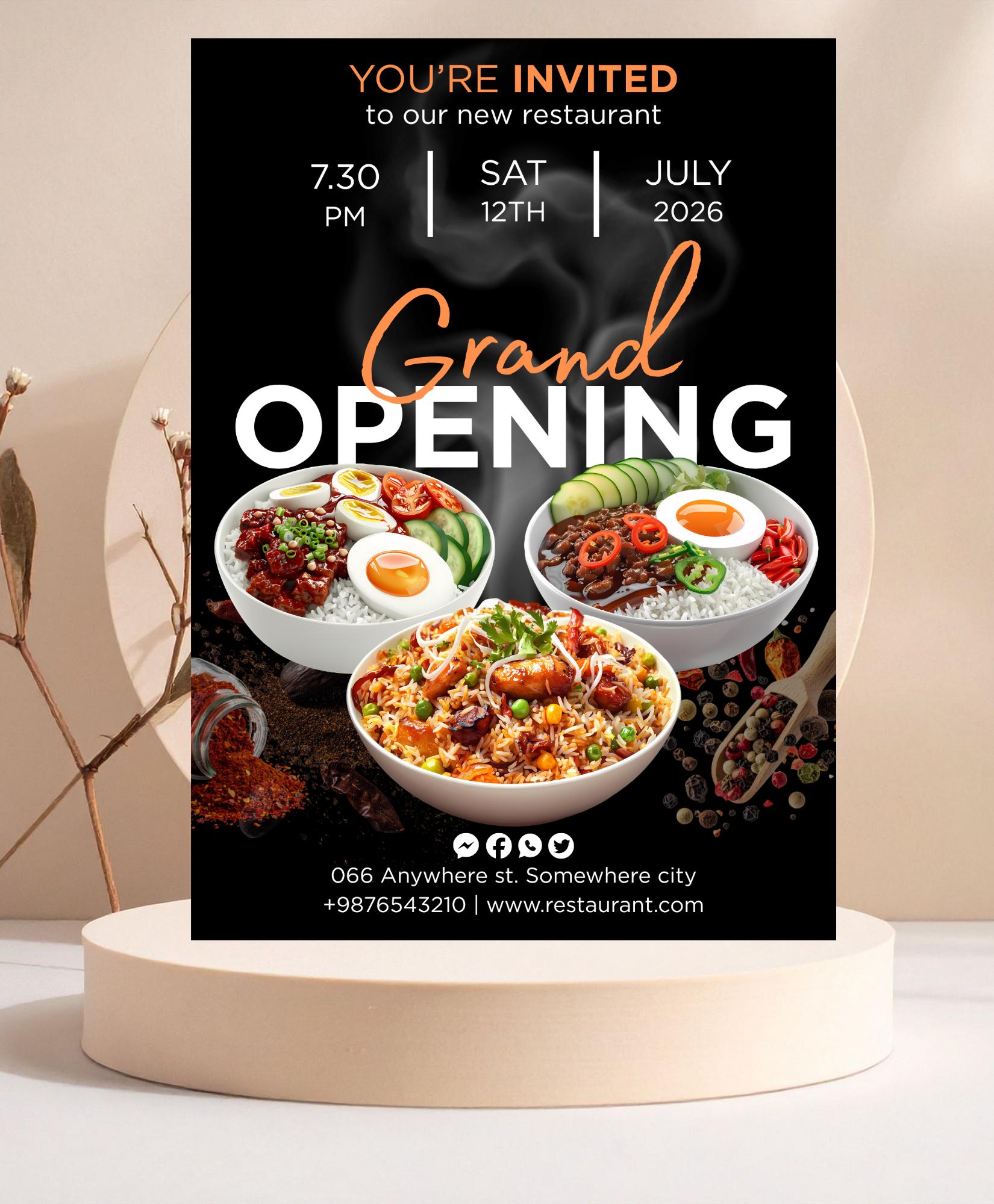 Grand Opening Invitation Template | Restaurant Opening Flyer | Editable ...