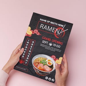 Ramen Grand Opening Invitation Template | Japanese Noodle Restaurant ...