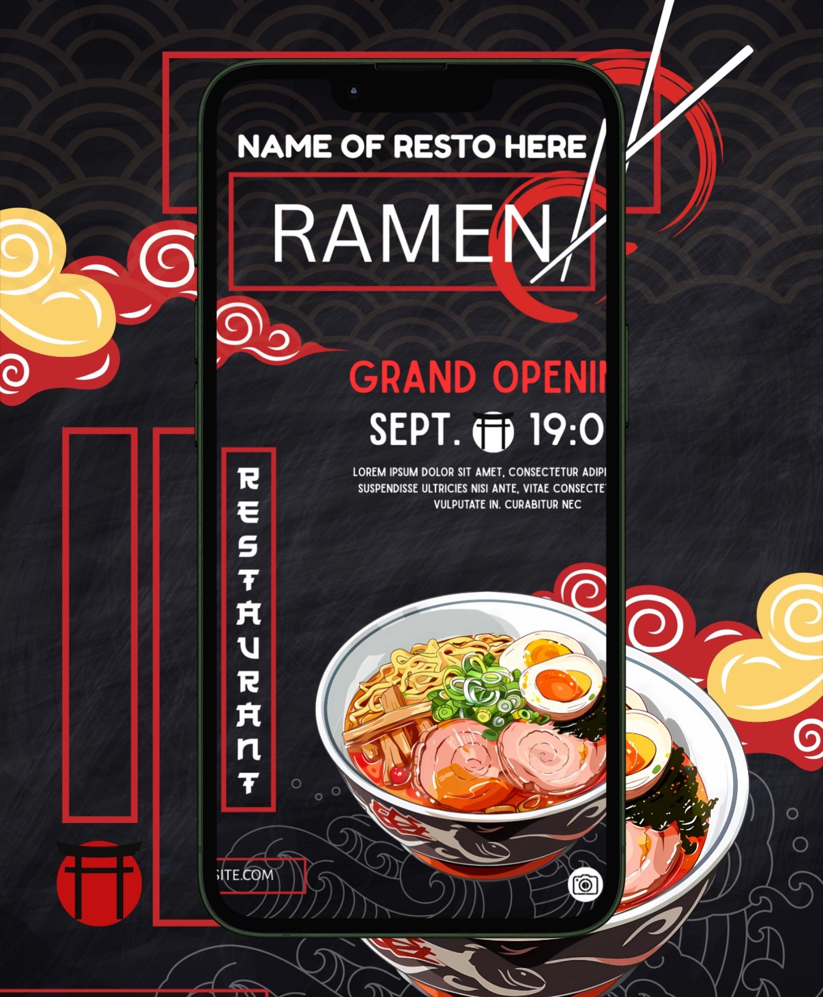 Ramen Grand Opening Invitation Template | Japanese Noodle Restaurant ...