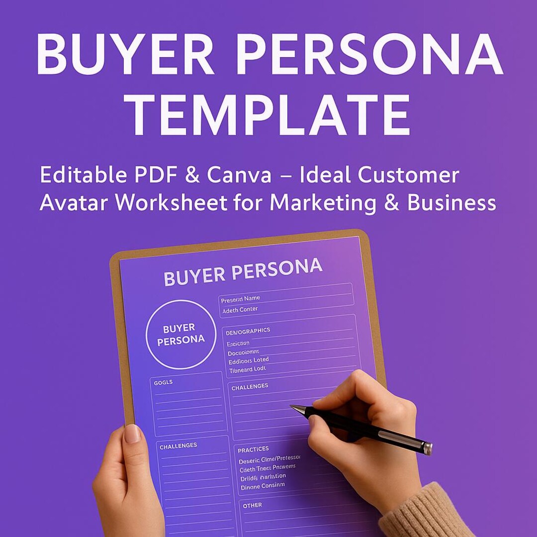 Buyer Persona Template Canva PDF | Ideal Customer Avatar Worksheet ...