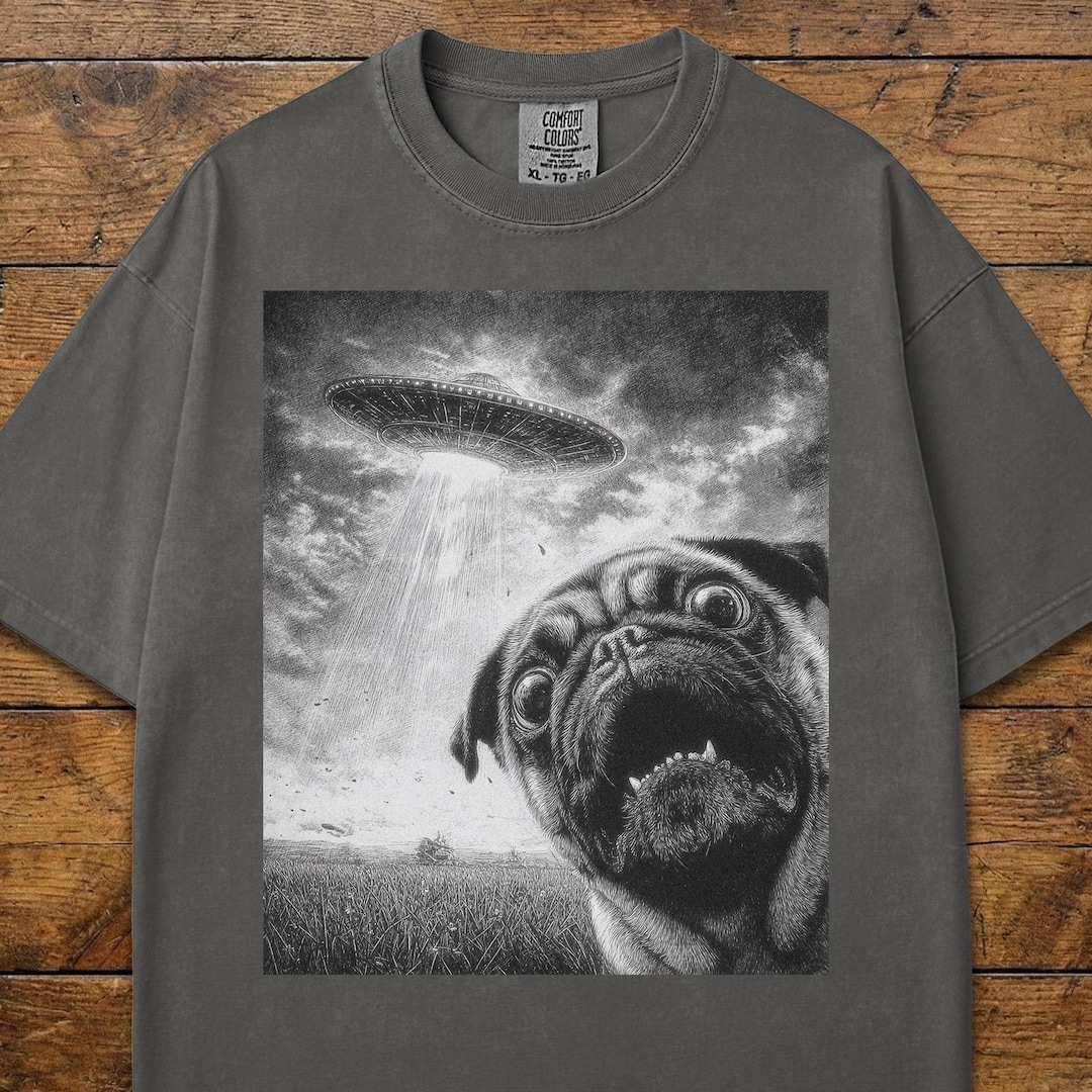Funny Pug UFO Selfie Shirt, Comfort Colors® Alien Abduction, Pug Mom ...