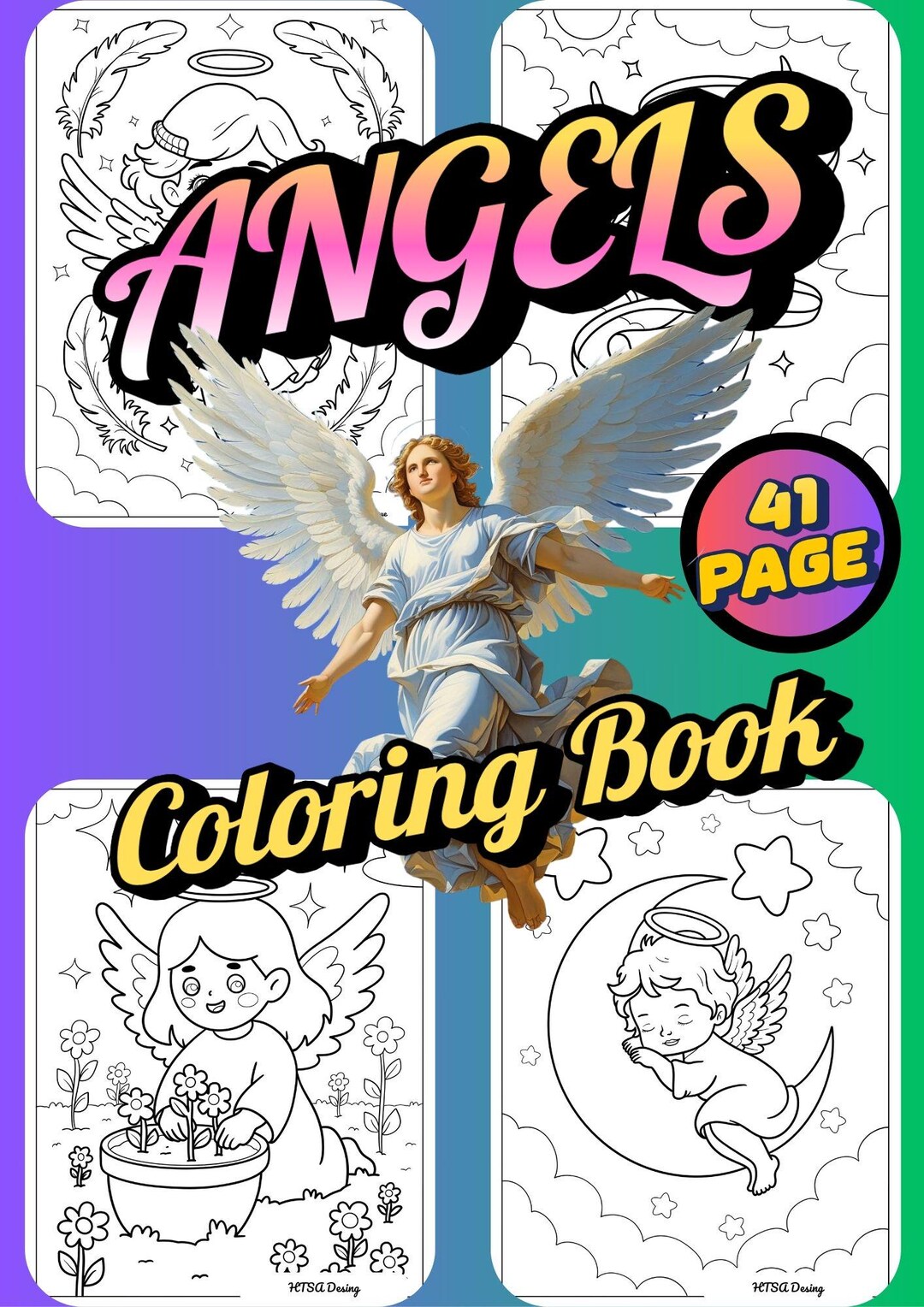 41-page Angels Coloring Book – Printable Heavenly & Peaceful Angel ...