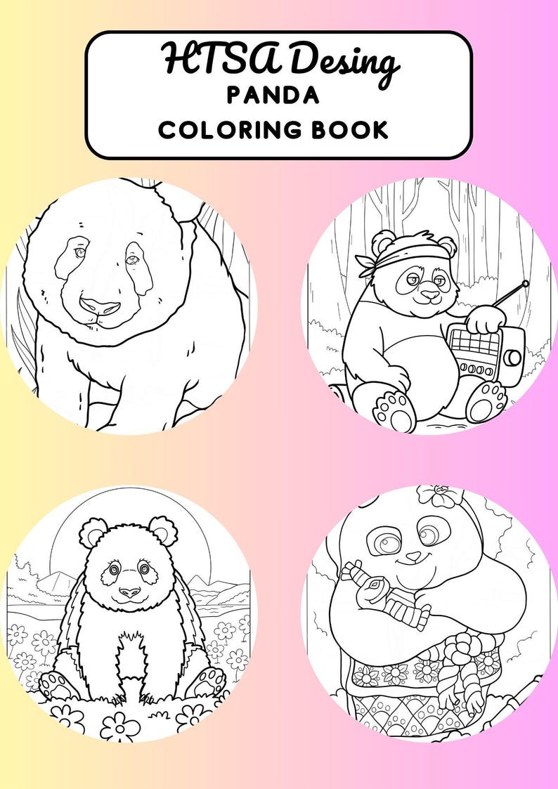 40-page Panda Coloring Book – Printable Cute and Relaxing Panda Scenes ...
