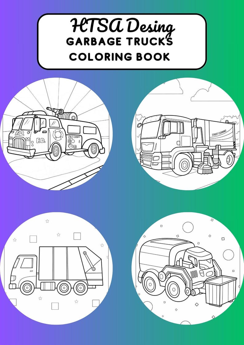 34-page Garbage Truck Coloring Book – Printable Sanitation Trucks ...