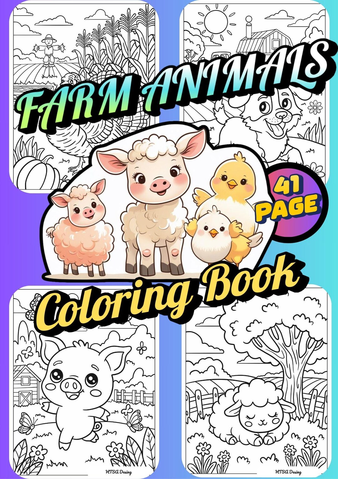 41-page Farm Animals Coloring Book – Printable Barnyard Fun for Kids ...