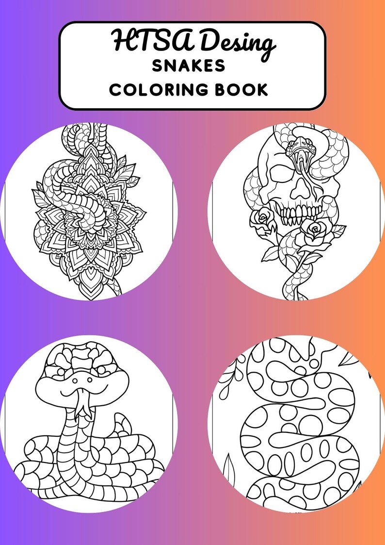40-page Snakes Coloring Book – Printable Reptile Designs for Kids ...