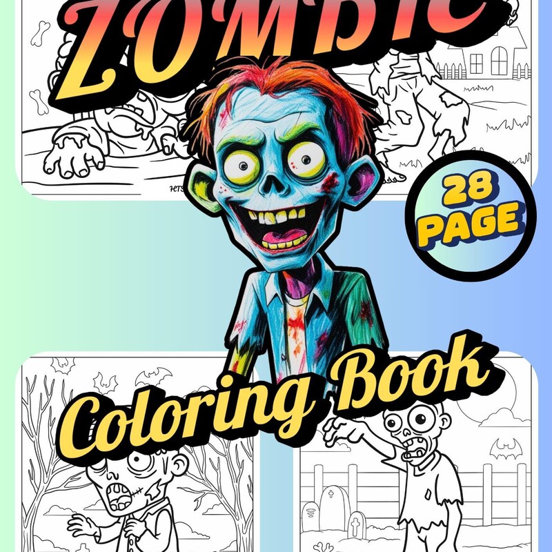 Zombies 4 Coloring Pages - Etsy