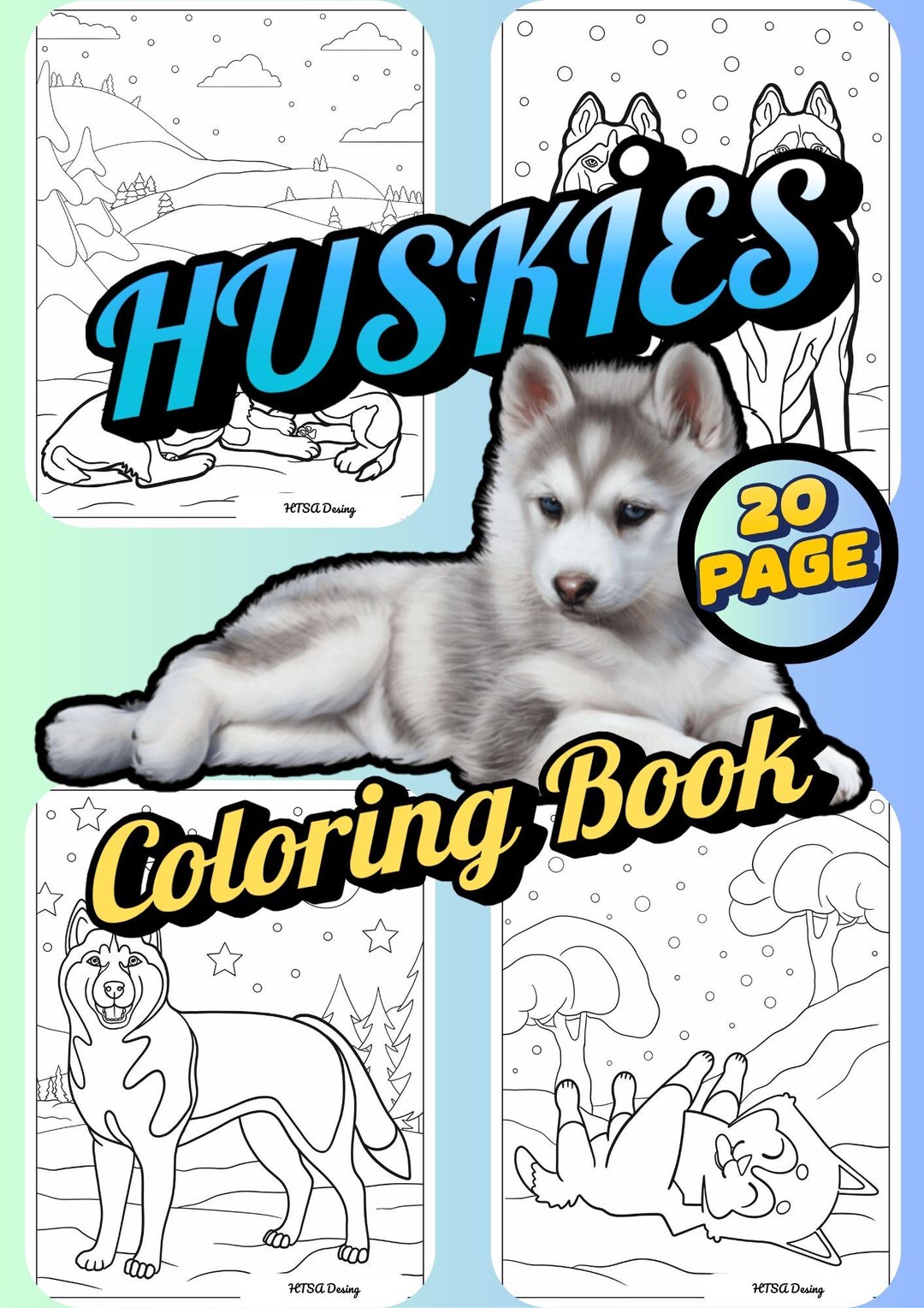 20-page Husky Coloring Book – Printable Playful and Majestic Husky Dog ...