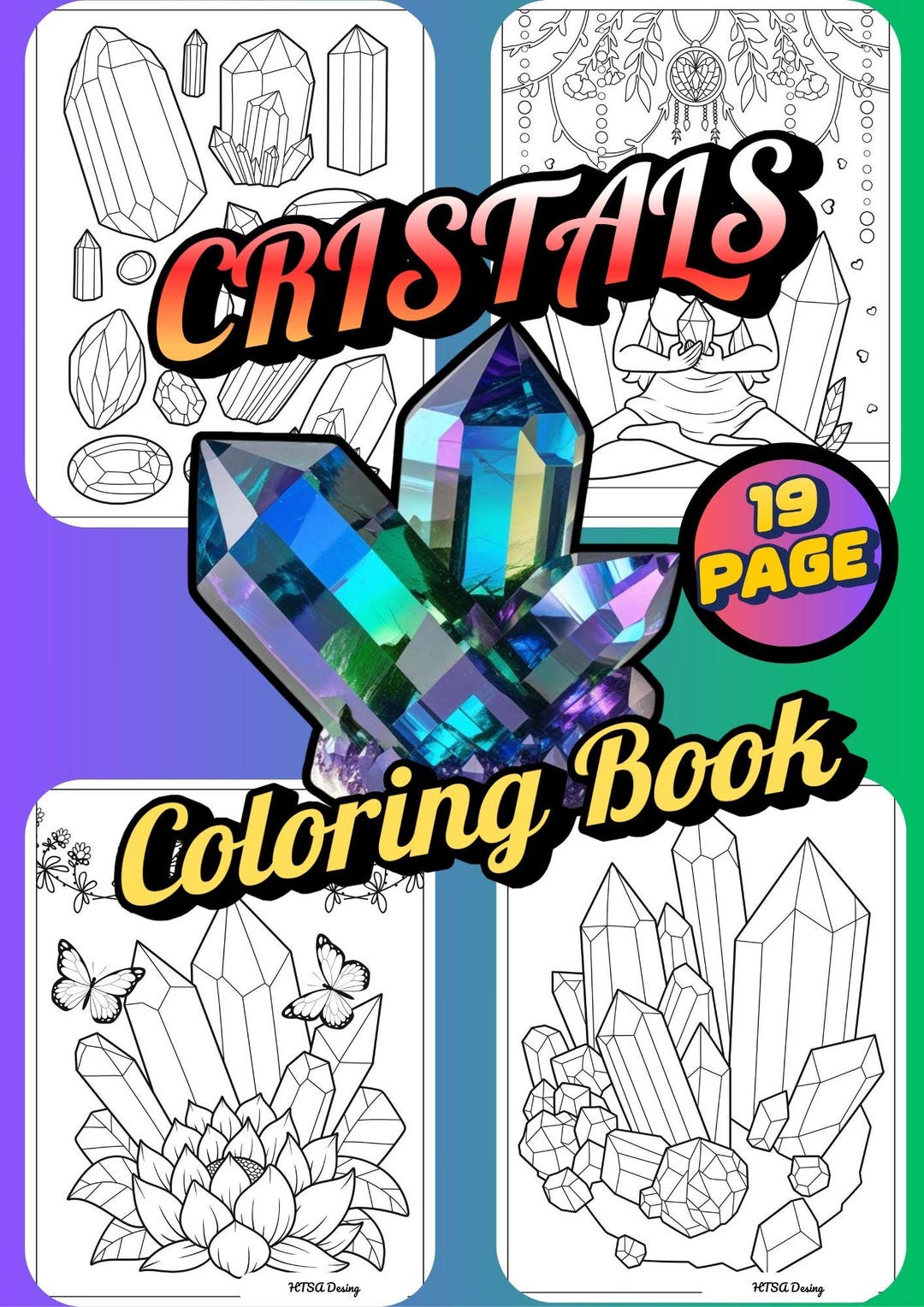 19-page Crystal Coloring Book – Printable Gemstone and Magical Crystal ...