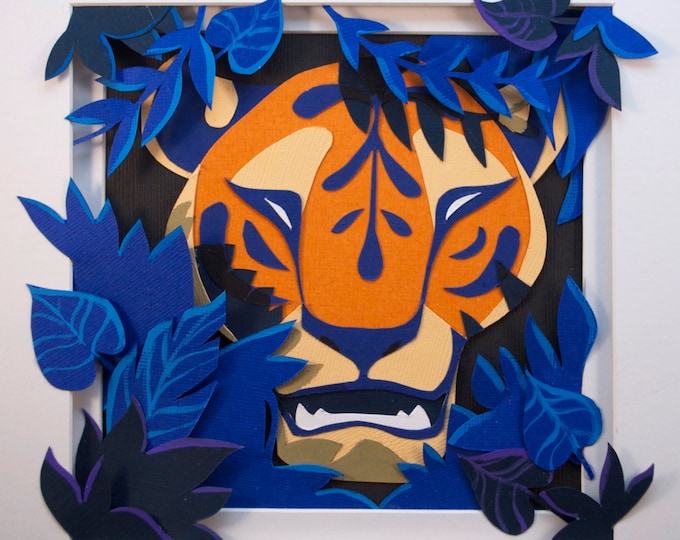 Hidden Tiger Original Cut Paper Illustration Art - Etsy