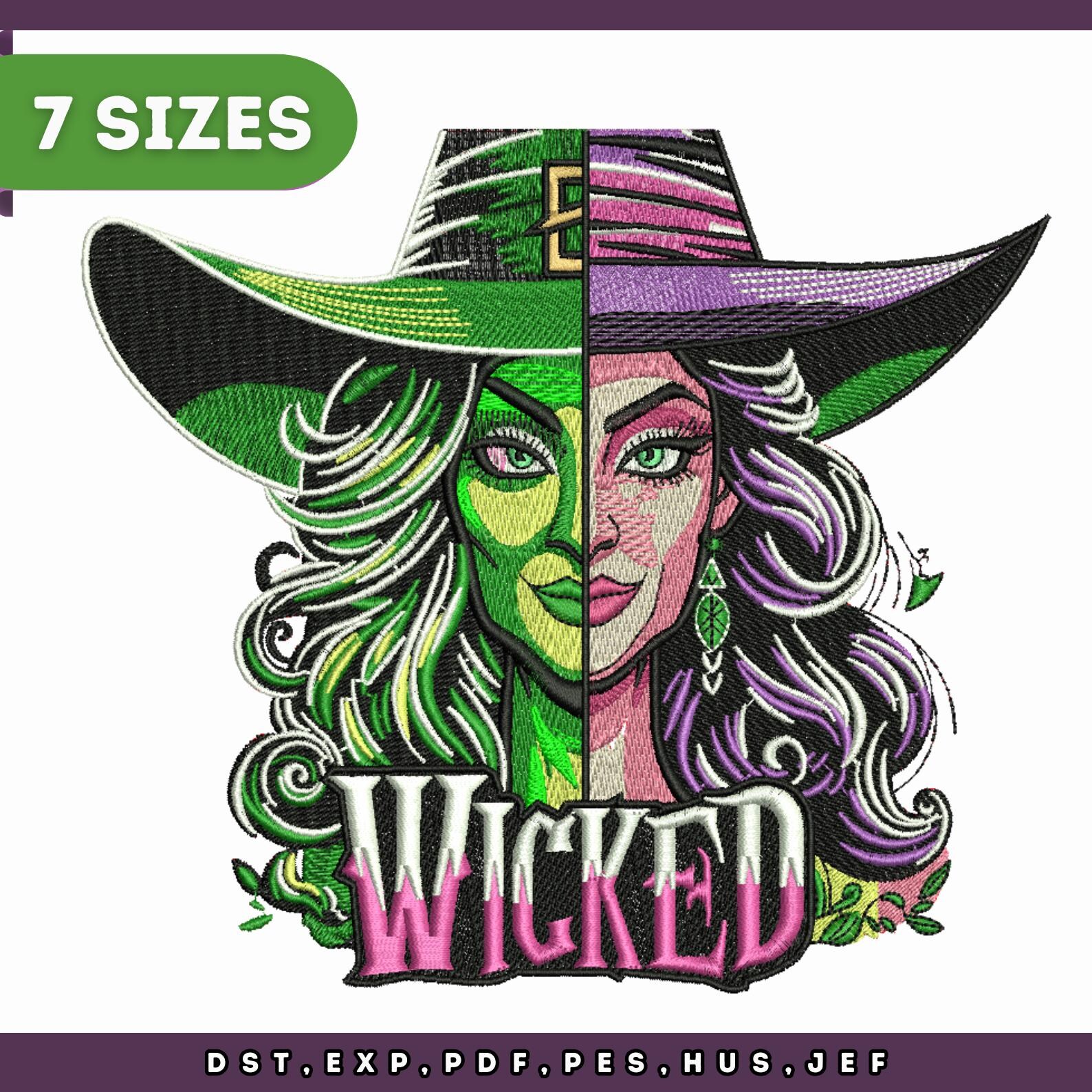 Witch Embroidery Designs , Wicked Machine Embroidery Files , Pink Green ...