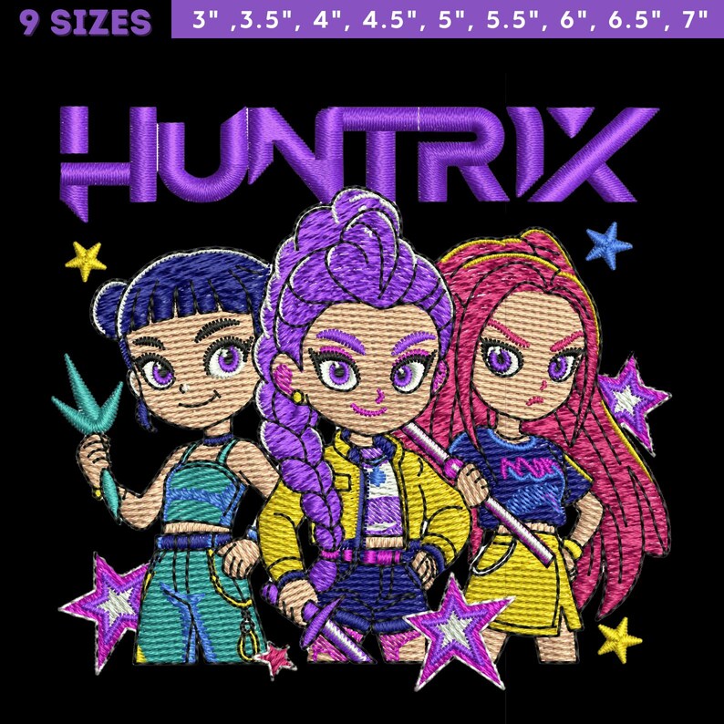 30+ Kpop Huntrix Girls Embroidery Bundle – Rumi, Mira, Zoey, Derpy ...