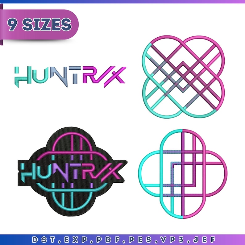 Huntrix Logo Embroidery Design, Kpop Demon Hunter, 9 Sizes (instant ...