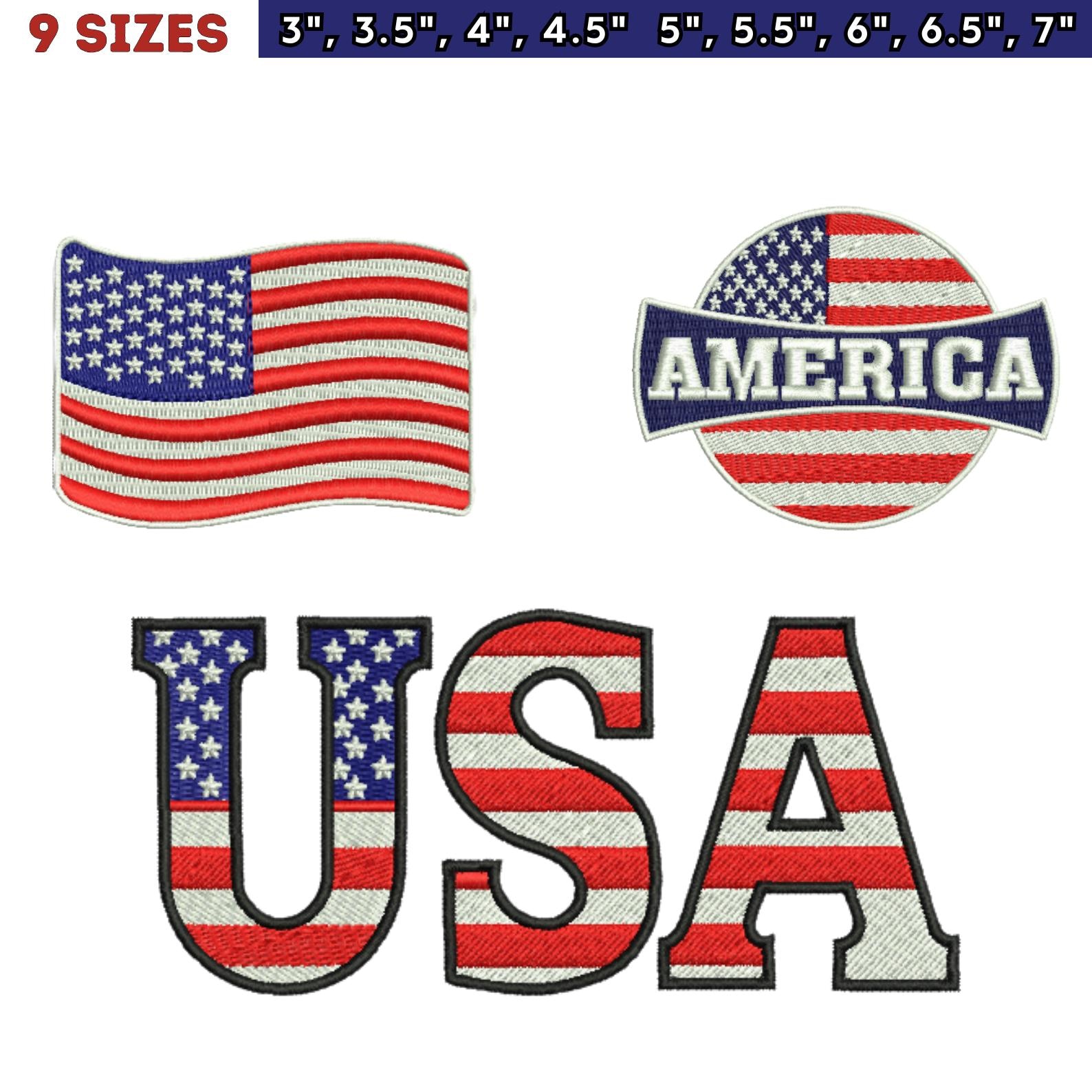 American Flag Embroidery Design: Patriotic Bundle (instant Download) - Etsy
