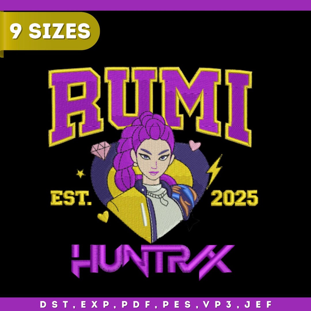 Rumi Embroidery Design, Huntrix K-pop Demon Hunters (instant Download ...