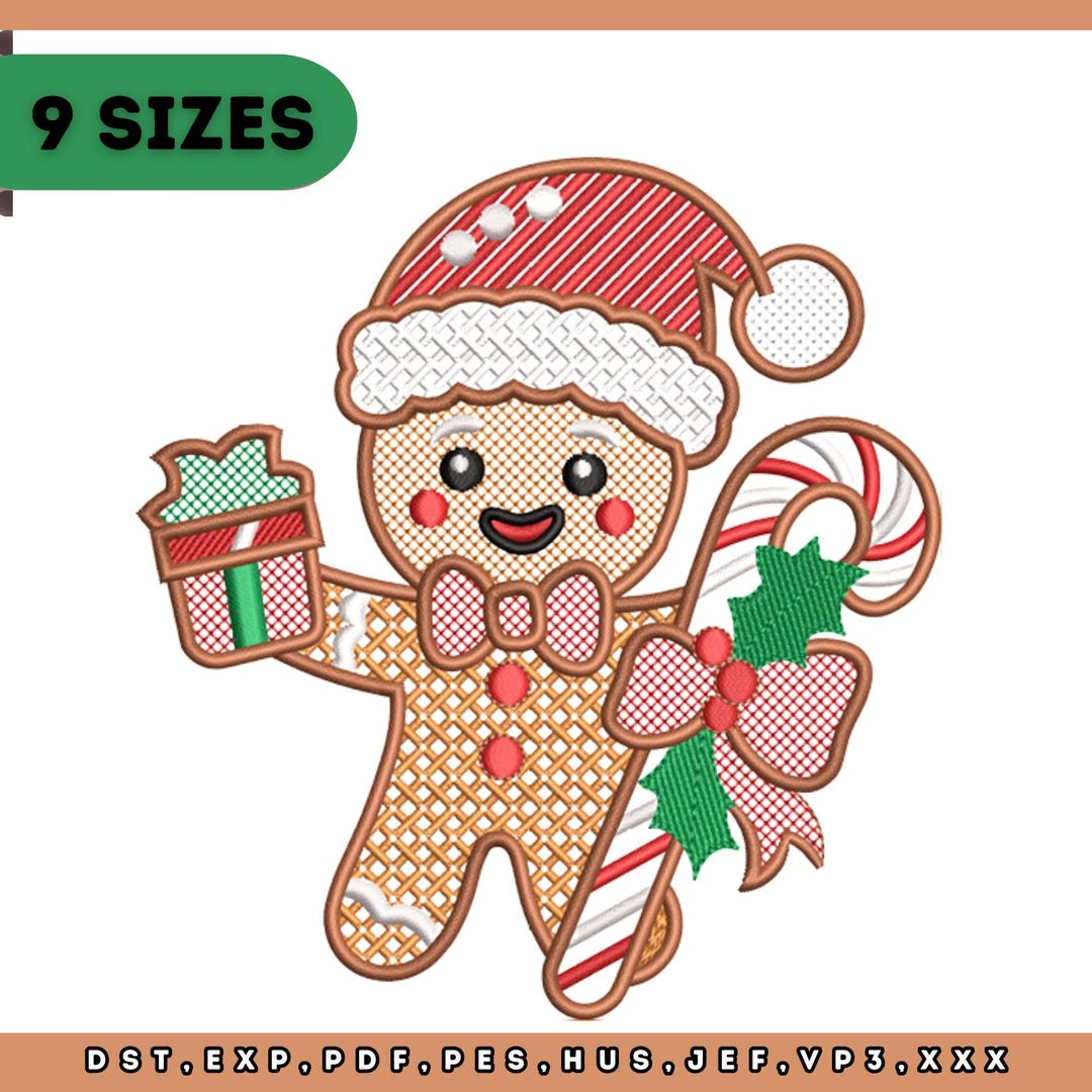 FSL Christmas Gingerbread Man Embroidery Design, Lace Ornament (digital ...