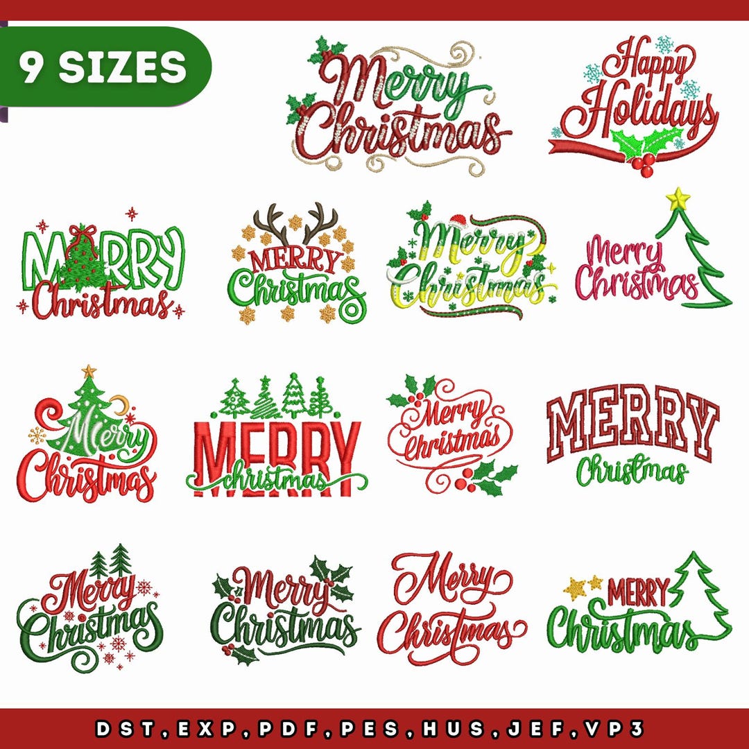 Merry Christmas Embroidery Designs Mega Bundle (digital Download) - Etsy