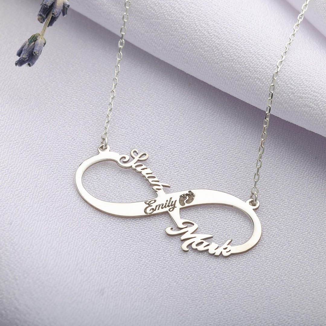 Personalized Infinity Name Necklace, Custom Date Necklace, Engraved ...