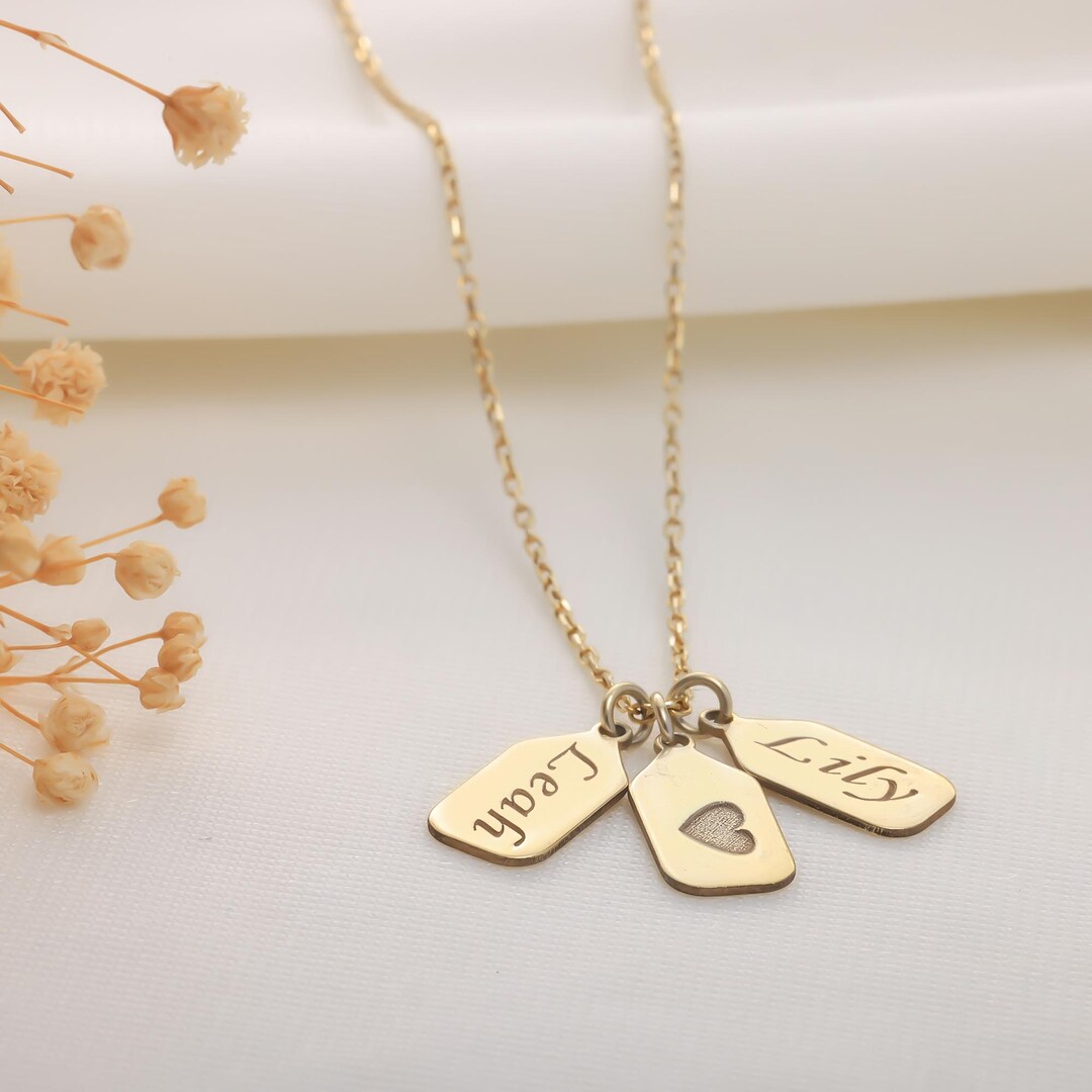 Minimalist Name Engraved Tag Pendant-silver Small Tag Necklace Gift for ...