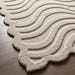 Off White Wavy Layered Scalloped Border Hand Tufted Wool Rugs, Modern ...