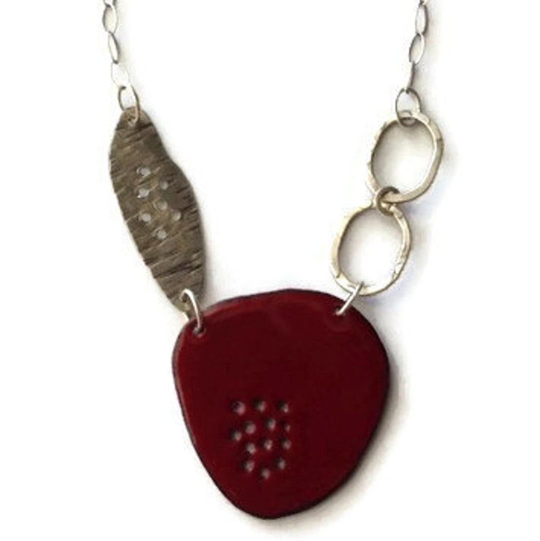 Enamel and Silver Necklace - Etsy