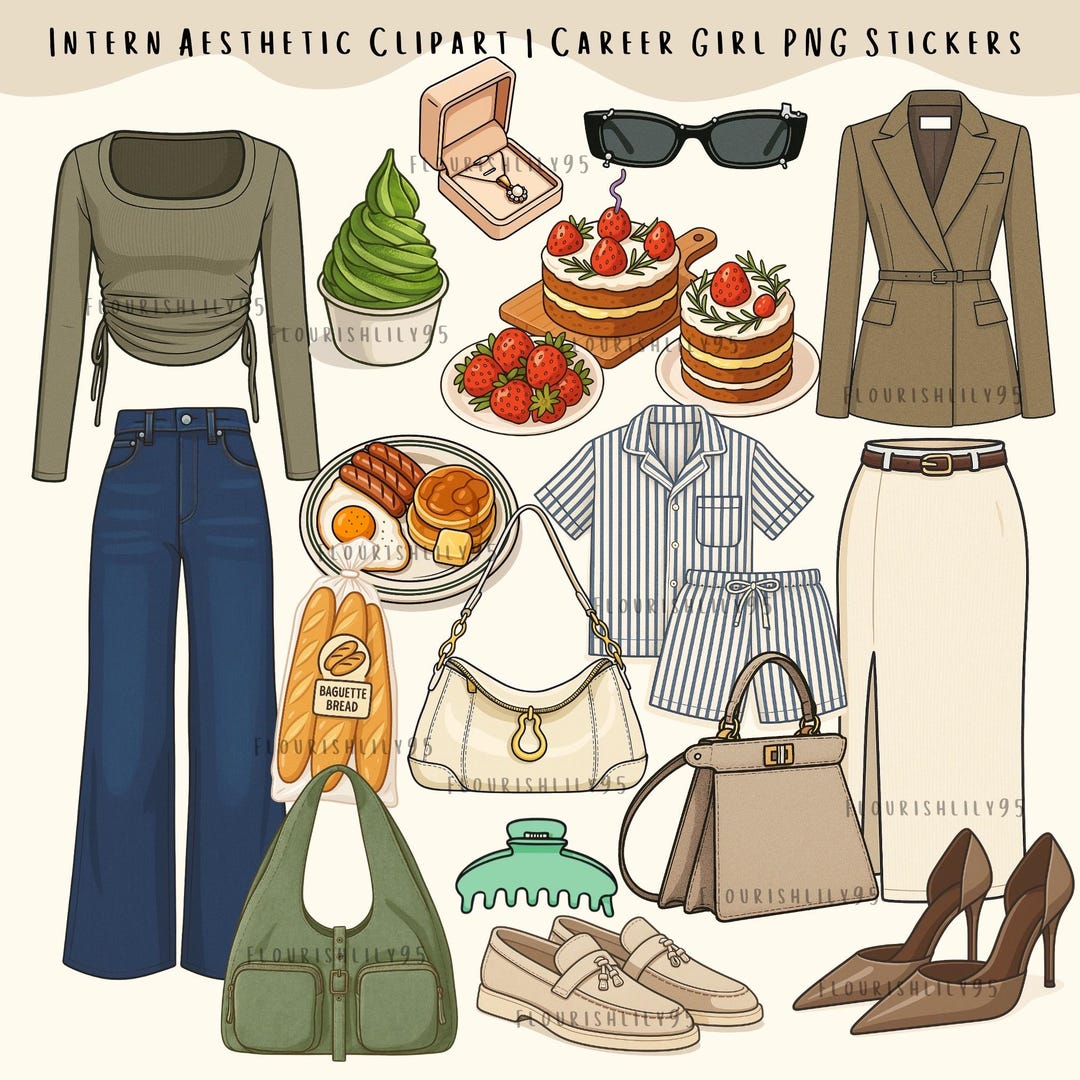Intern Aesthetic Clipart | Career Girl PNG Stickers | Office Fashion ...