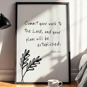 Commit Your Work, Proverbs Bible Verse Print: Minimalist Boho Christian ...