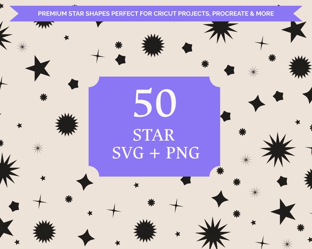 50 Handmade Retro Star Clipart – 1950s Sparkle Shapes, SVG & PNG ...