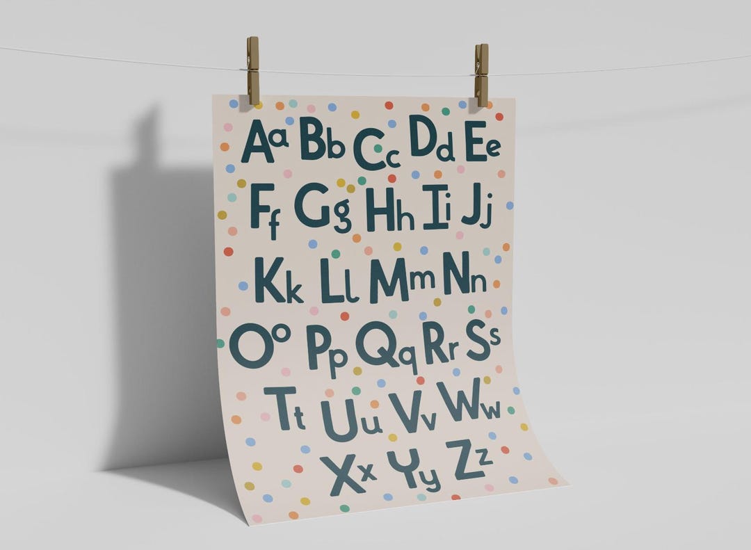 Colorful Alphabet Poster: A-Z Learning Print for Kids Room (digital ...