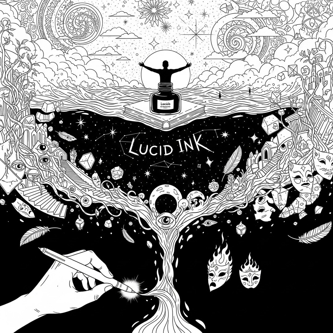 Lucid Ink: Surrealist Coloring Book for Adults - Psychedelic Dream Art ...