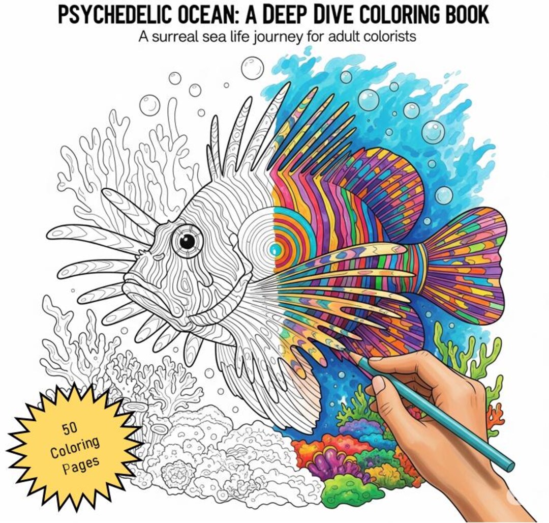 Psychedelic Ocean: A Deep Dive Coloring Book - Etsy